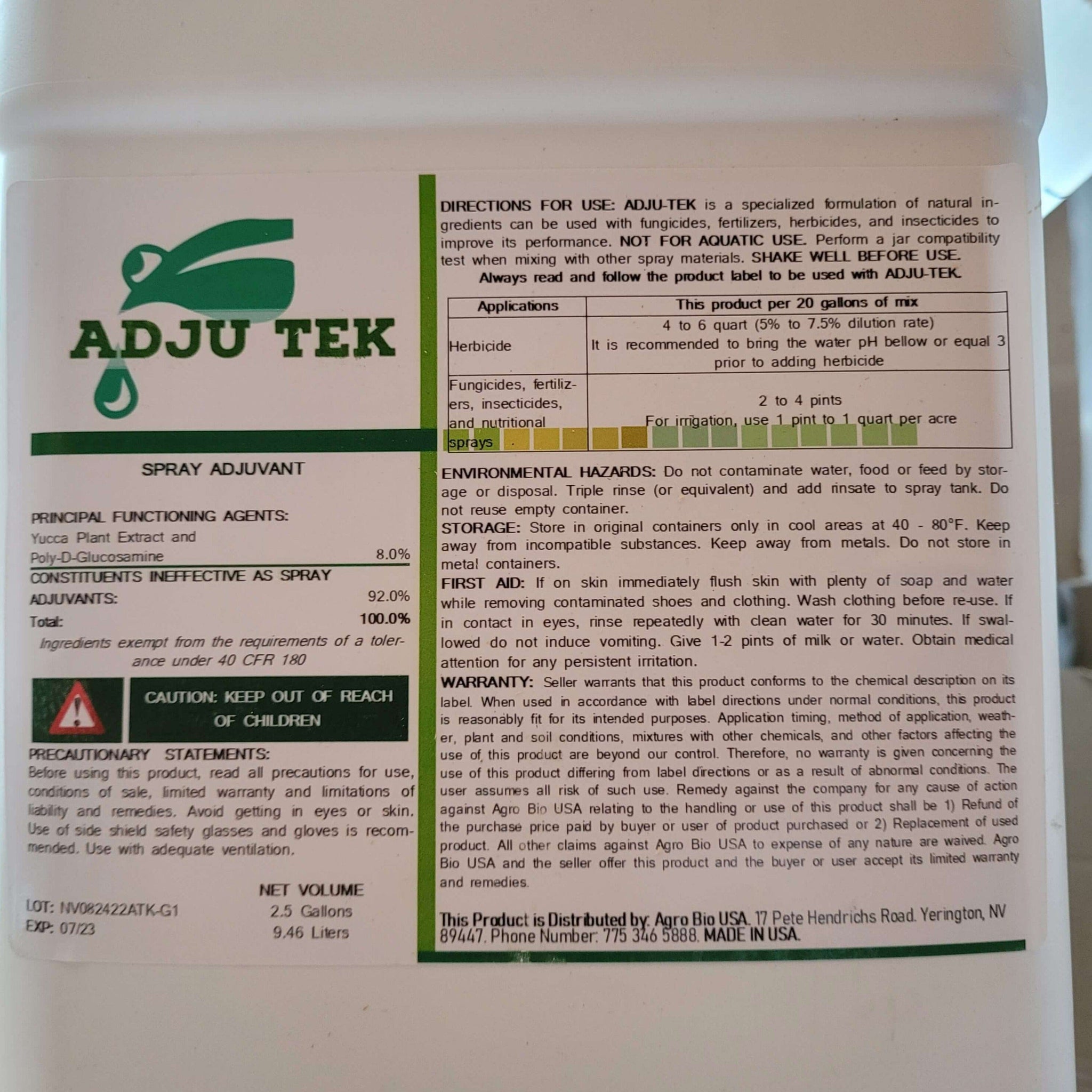 Adju Tek Spray Adjuvant 2.5 Gallon
