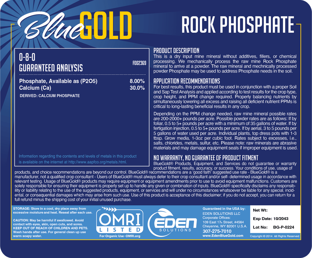 Eden Blue Gold Calcium-Phosphate 46 Pound