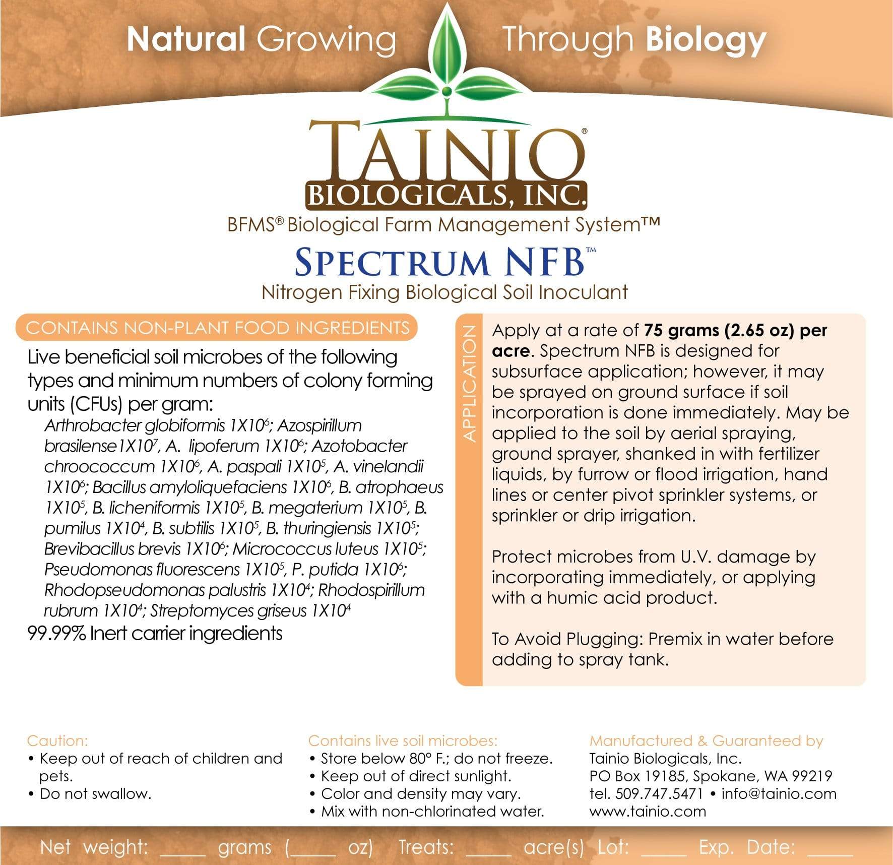 Tainio Spectrum NFB – Nitrogen Fixing Biological Soil Inoculant